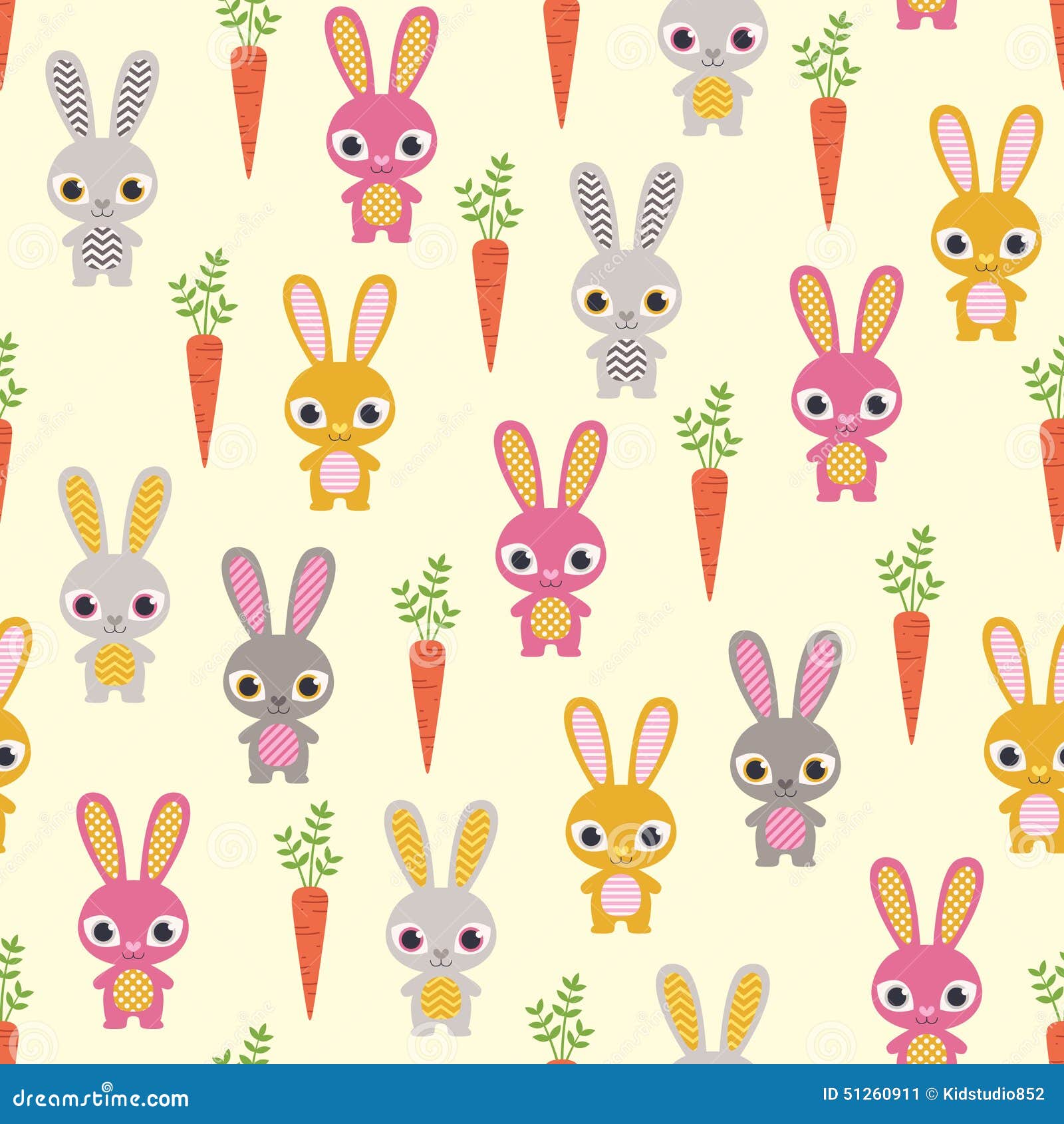 Seamless Cartoon Rabbit Pattern Stock Vector Illustration Of