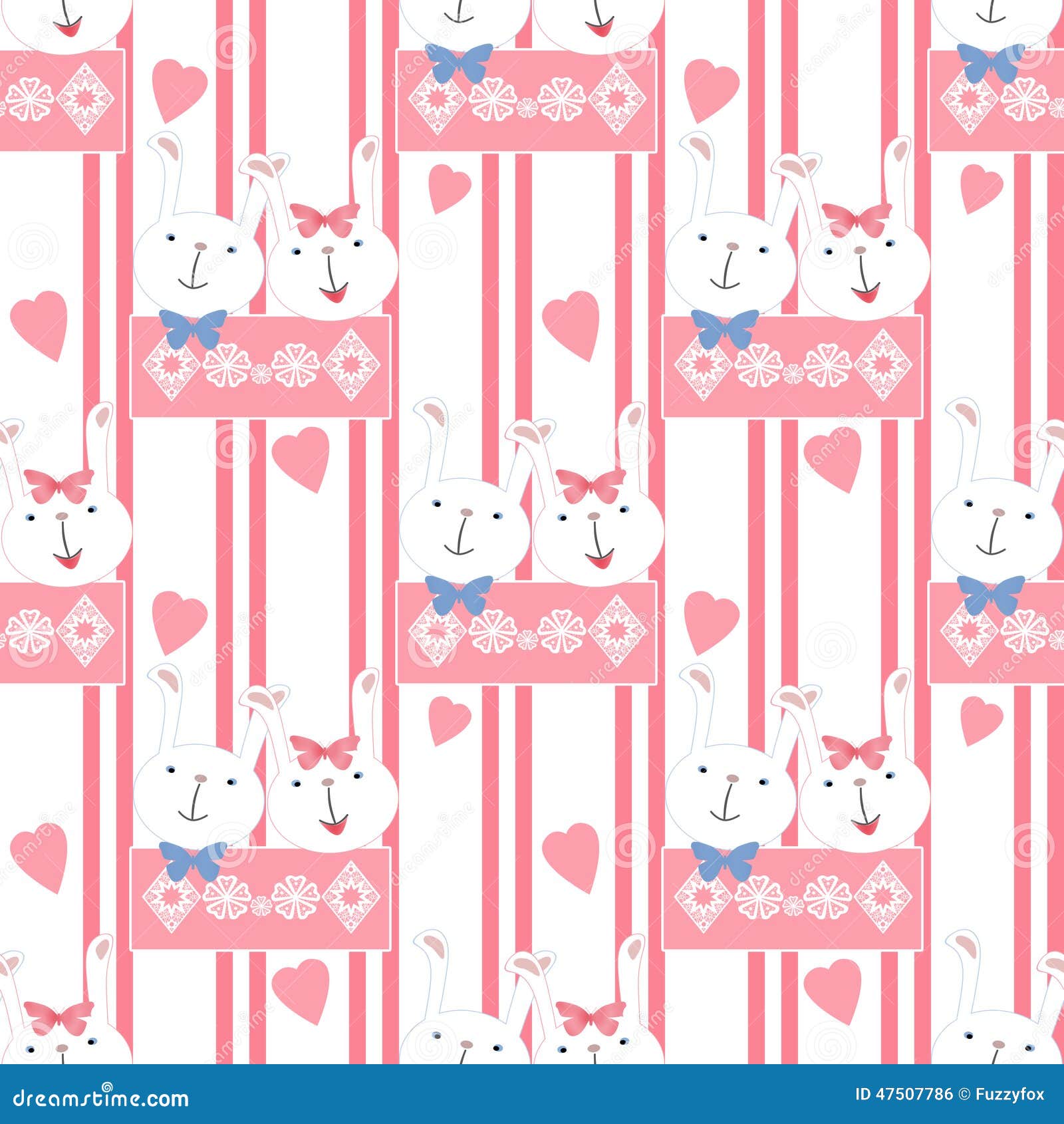 Seamless Cartoon Rabbit Pattern Texture Striped Background Stock ...
