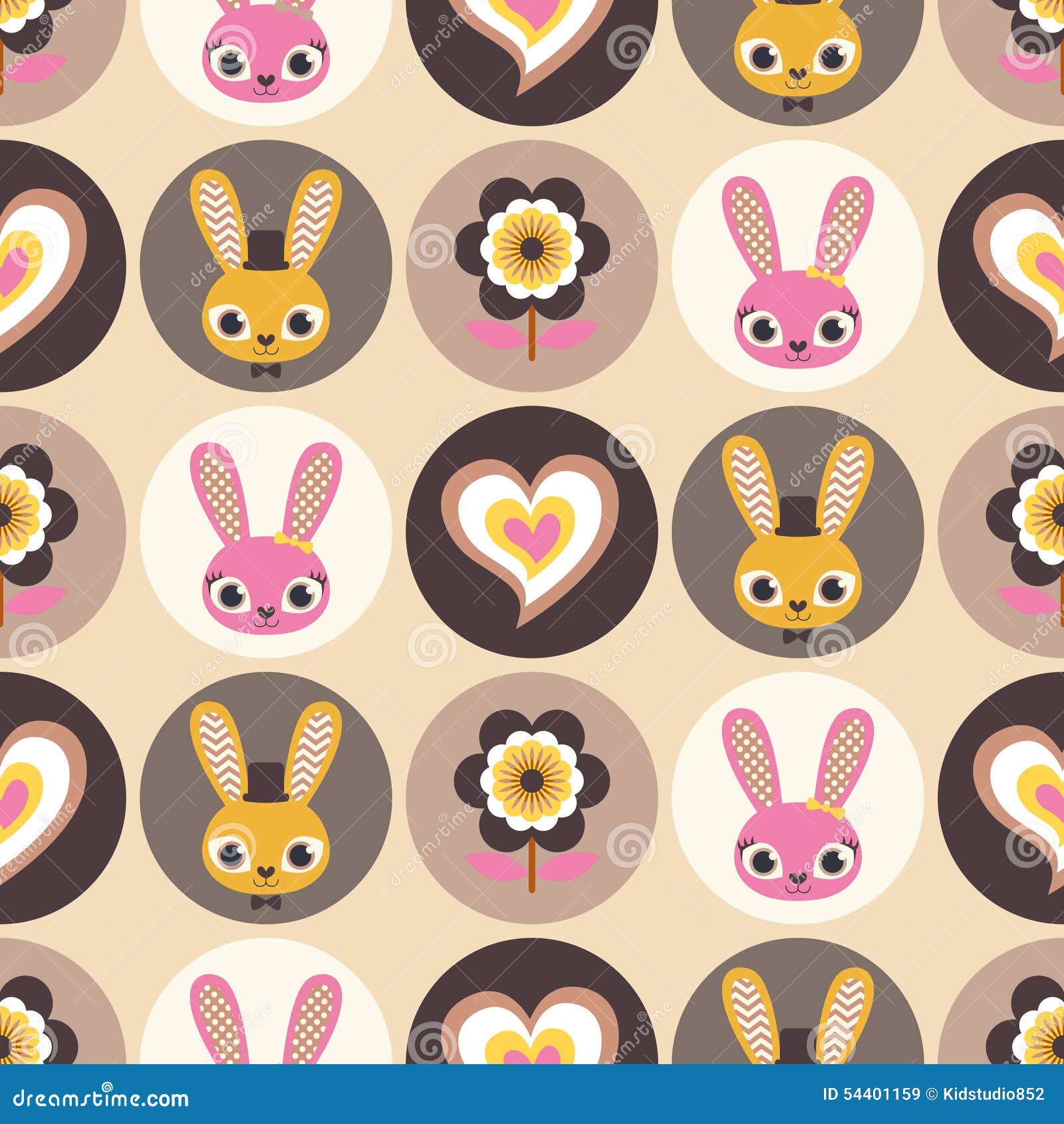 Seamless Cartoon Rabbits Pattern Vector Illustration Cartoondealer