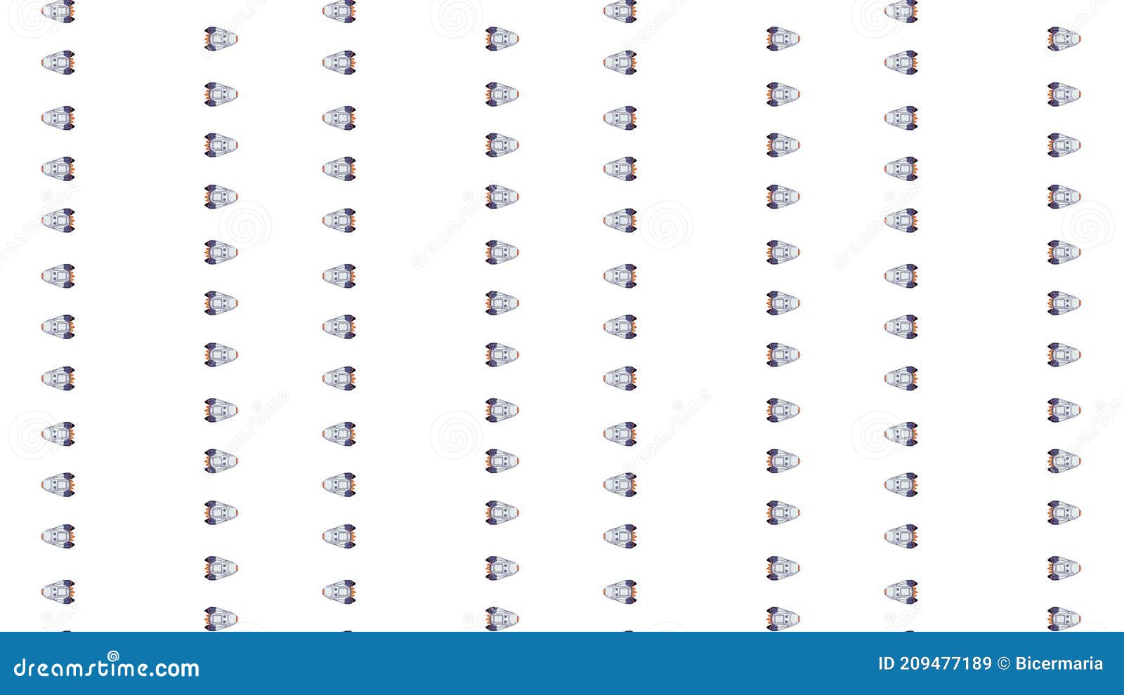 Seamless Cartoon Rocket Pattern on White Background Illustration. Stock ...