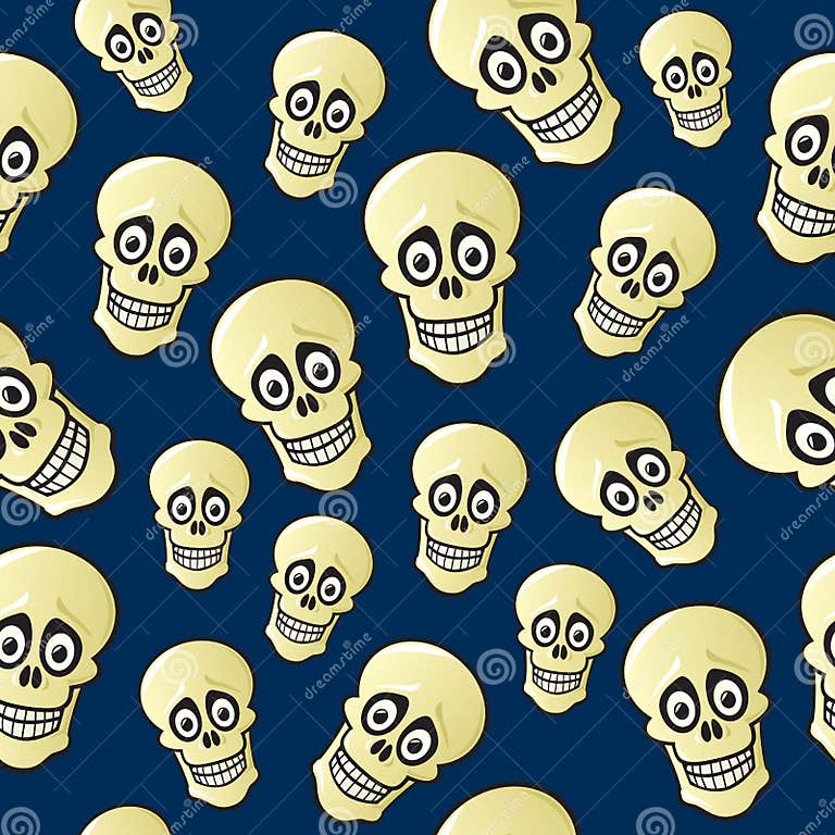 Seamless Cartoon Skull Pattern Stock Vector - Illustration of undead ...