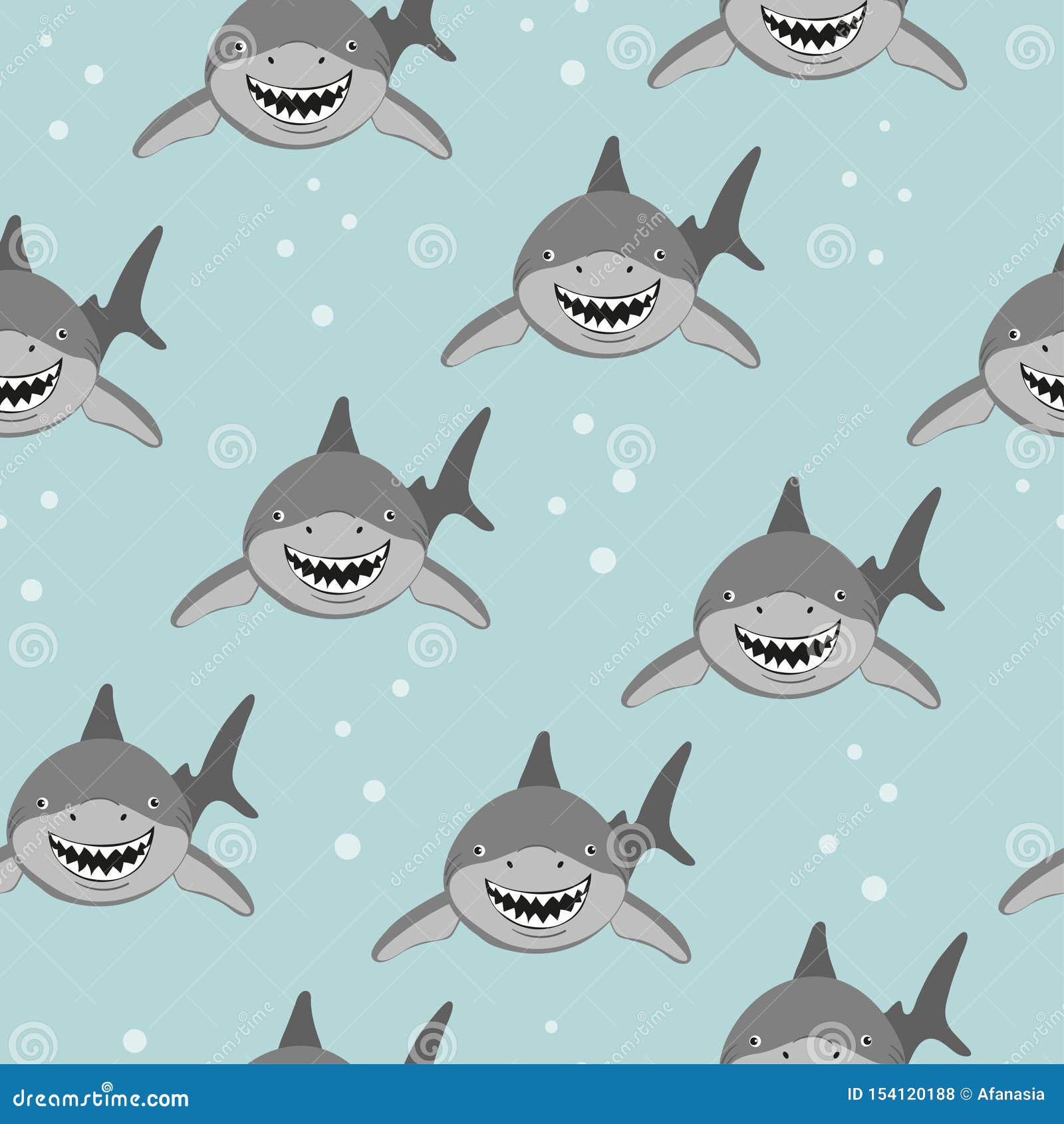 Seamless Cartoon Smiling Shark Pattern for Kids Stock Vector ...