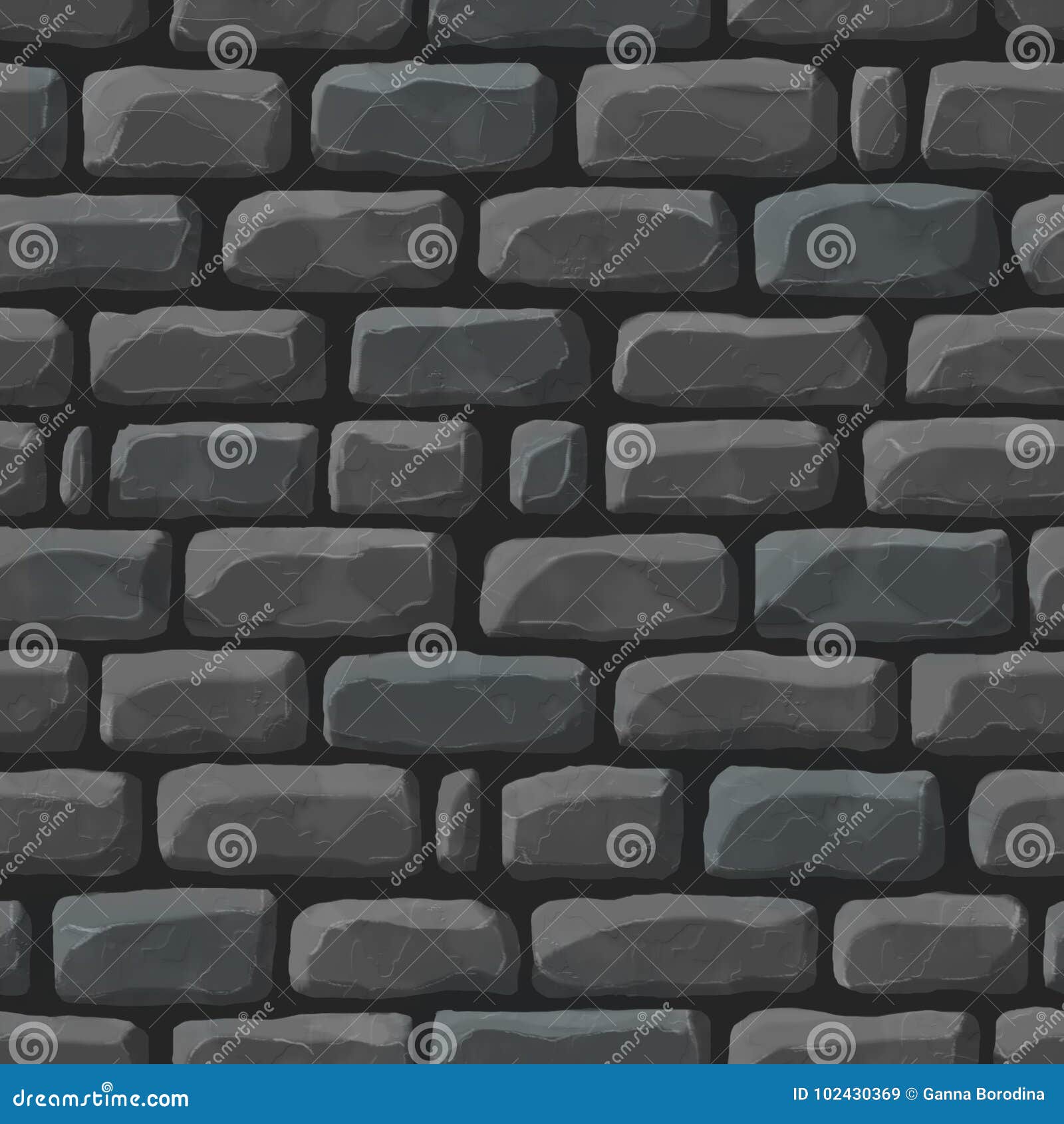 Seamless Cartoon Texture of Dark Cobblestone Stock Illustration ...