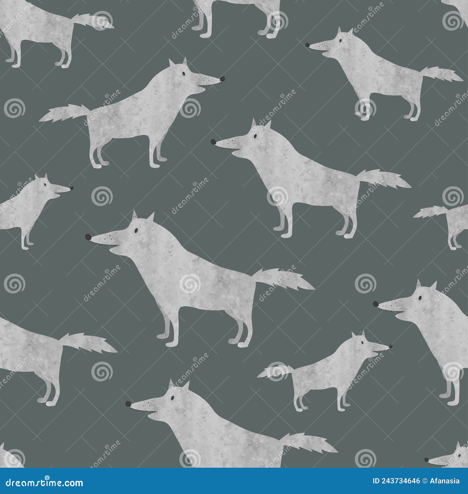 Seamless Cartoon Wolf Silhouette Pattern. Stock Vector - Illustration ...