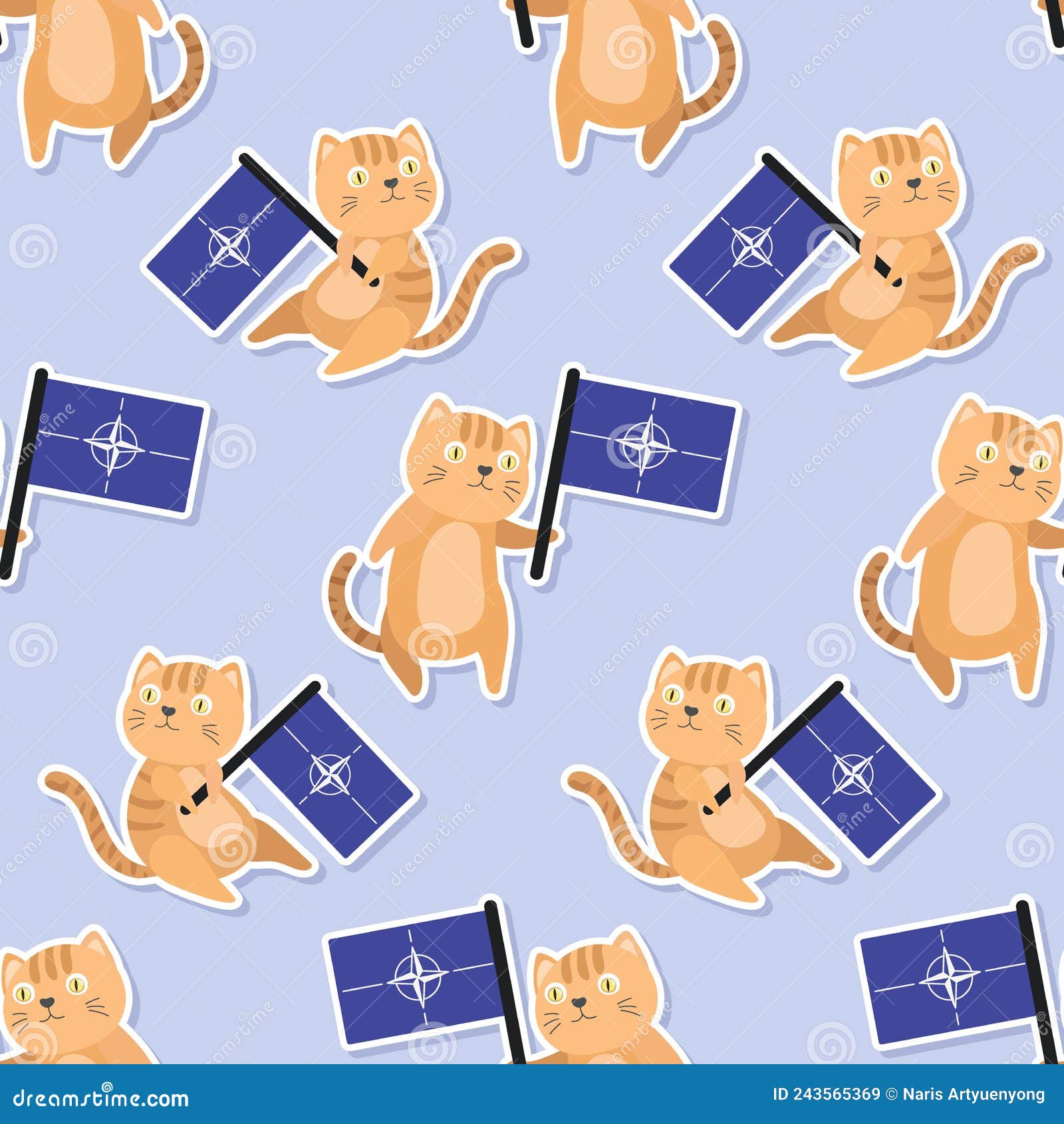 Seamless Cat with NATO Flag Sticker Pattern Stock Vector - Illustration ...