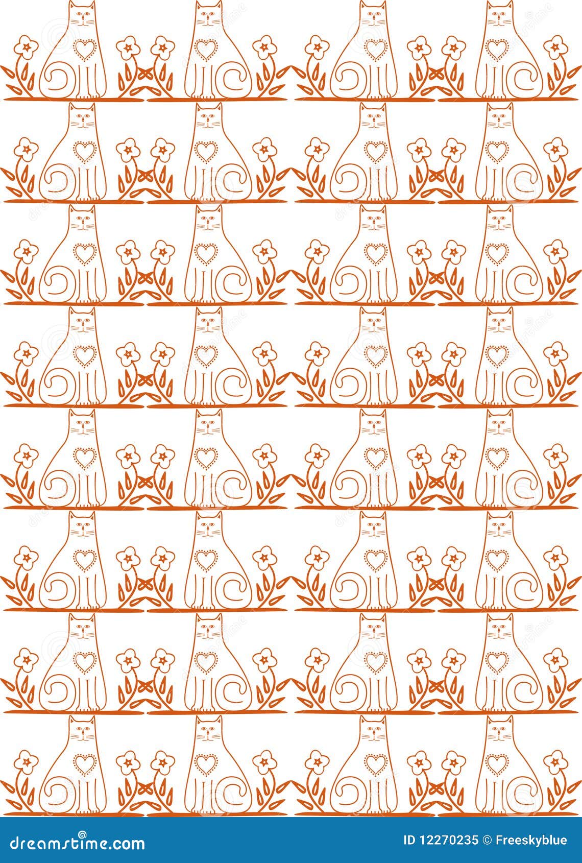 Seamless cat pattern stock illustration. Illustration of animal - 12270235