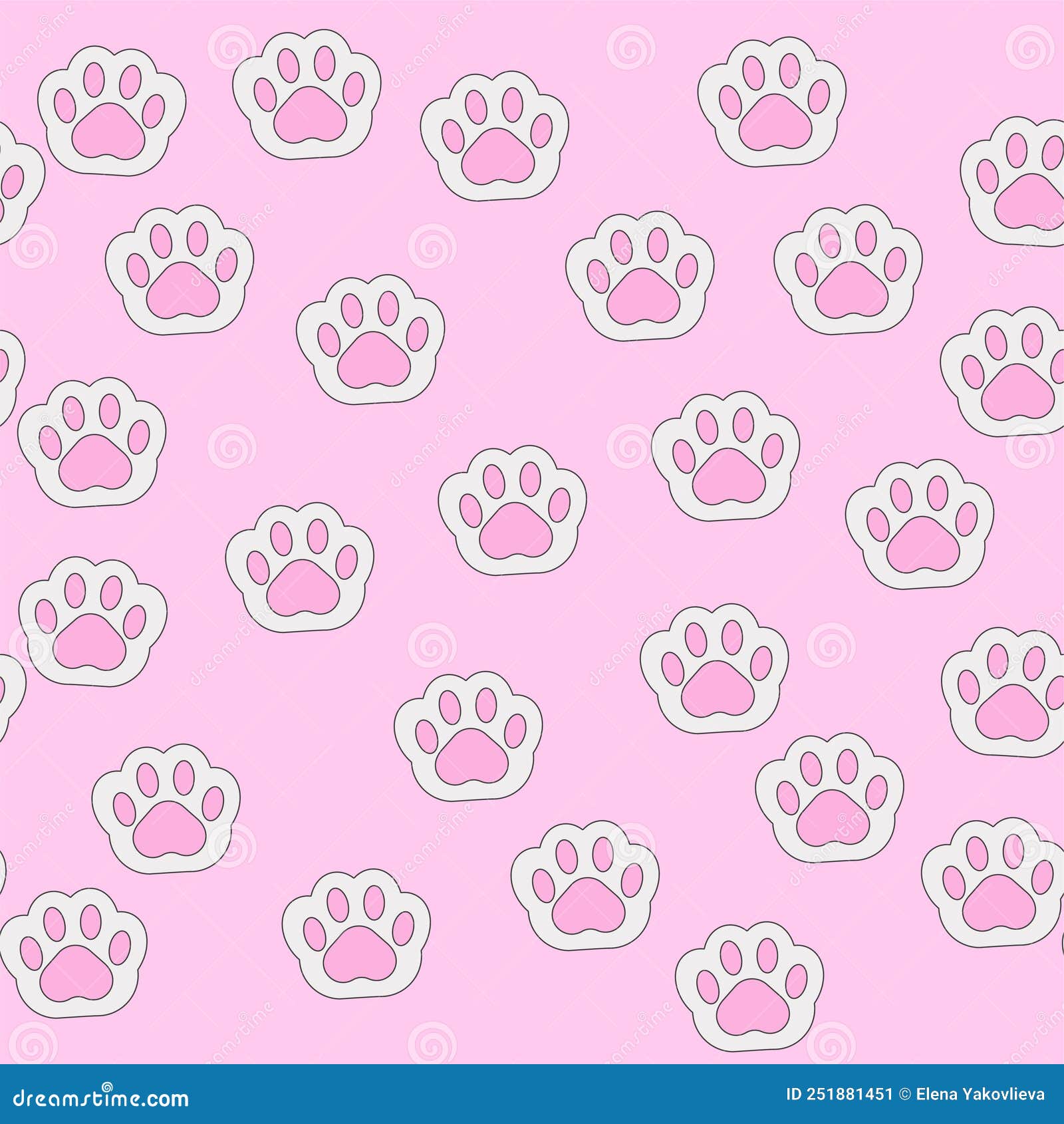 Seamless Cat Paw Pattern in Pink Stock Vector - Illustration of design ...