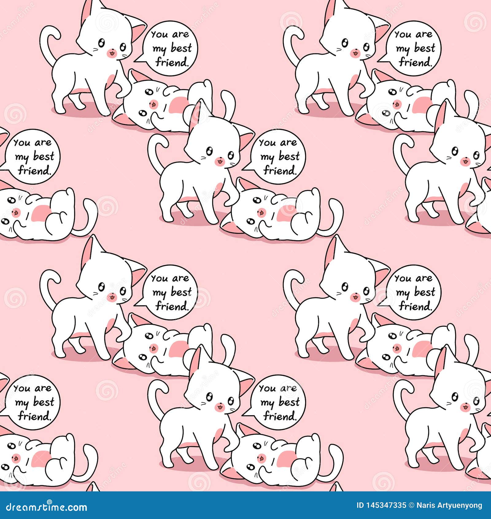 Seamless 2 Cats are the Best Friends of Each Other Pattern. Stock ...