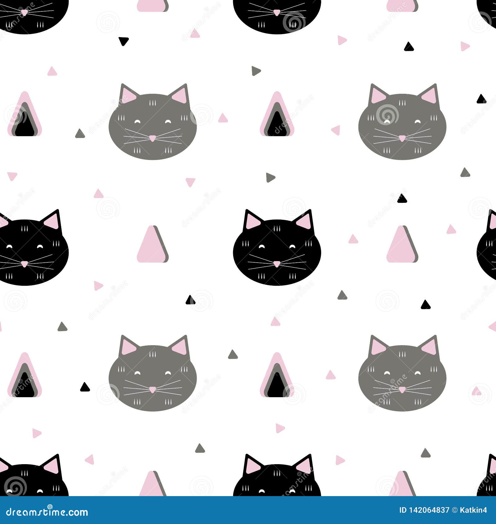 Seamless cats pattern stock vector. Illustration of pattern - 142064837