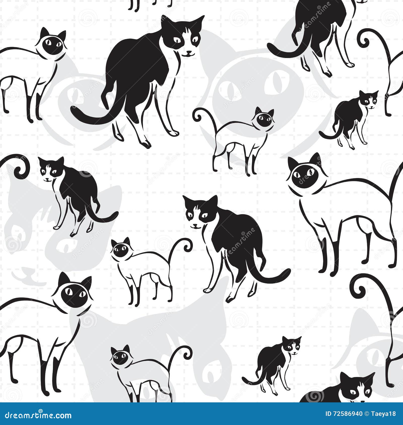 Seamless cats pattern stock vector. Illustration of abstract - 72586940