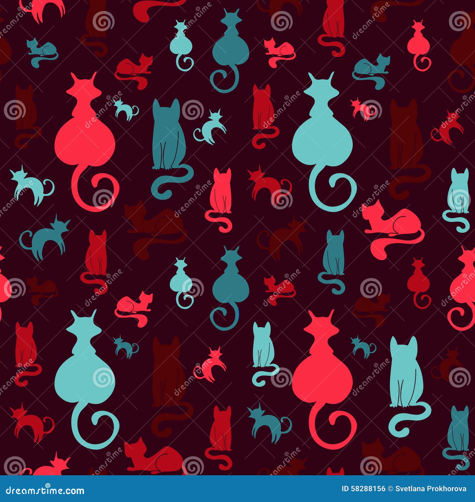 Seamless cats pattern stock vector. Illustration of nature - 58288156