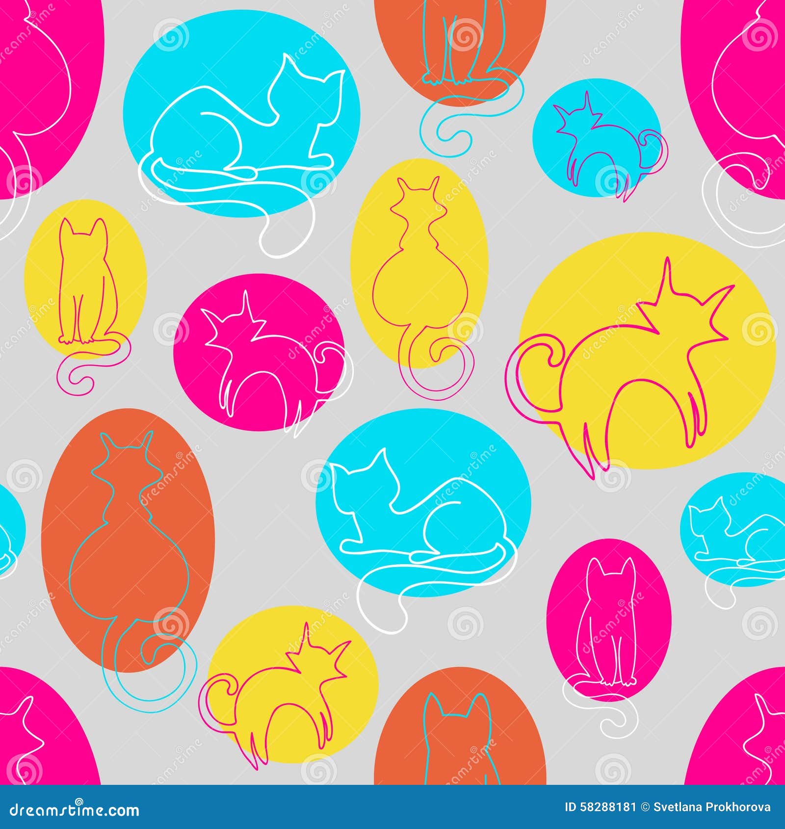 Seamless cats pattern stock vector. Illustration of funny - 58288181