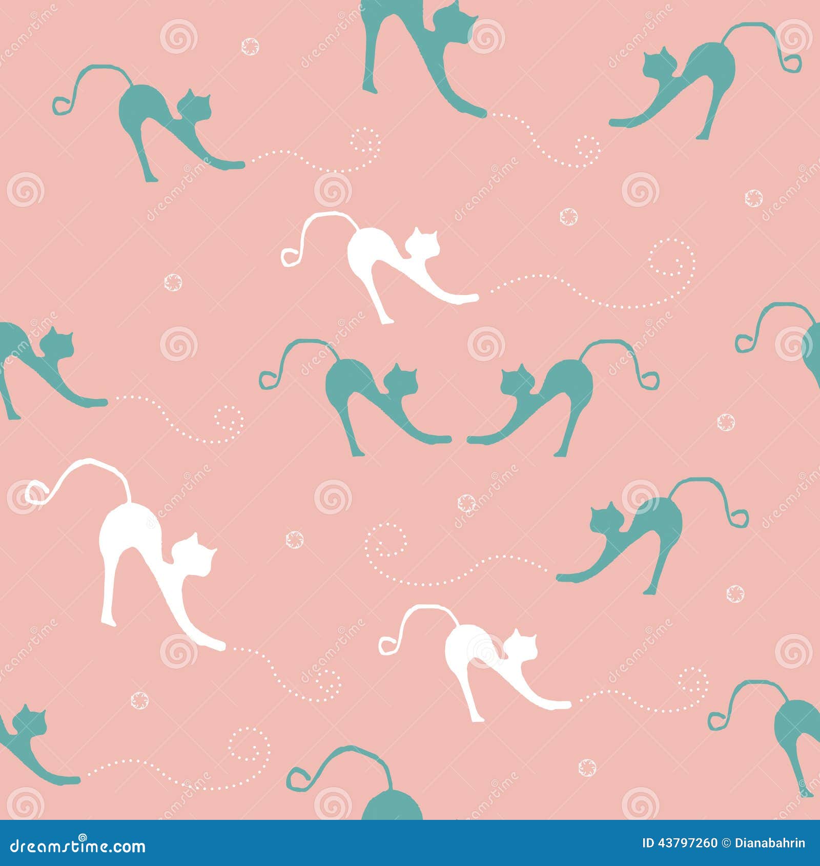 Seamless Cats Wallpaper on Pink Background Stock Vector - Illustration ...