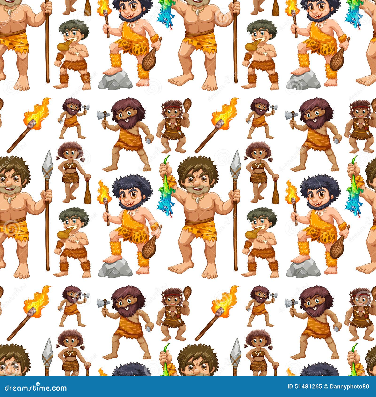 Caveman And Different Action Poses Cartoon Vector | CartoonDealer.com ...