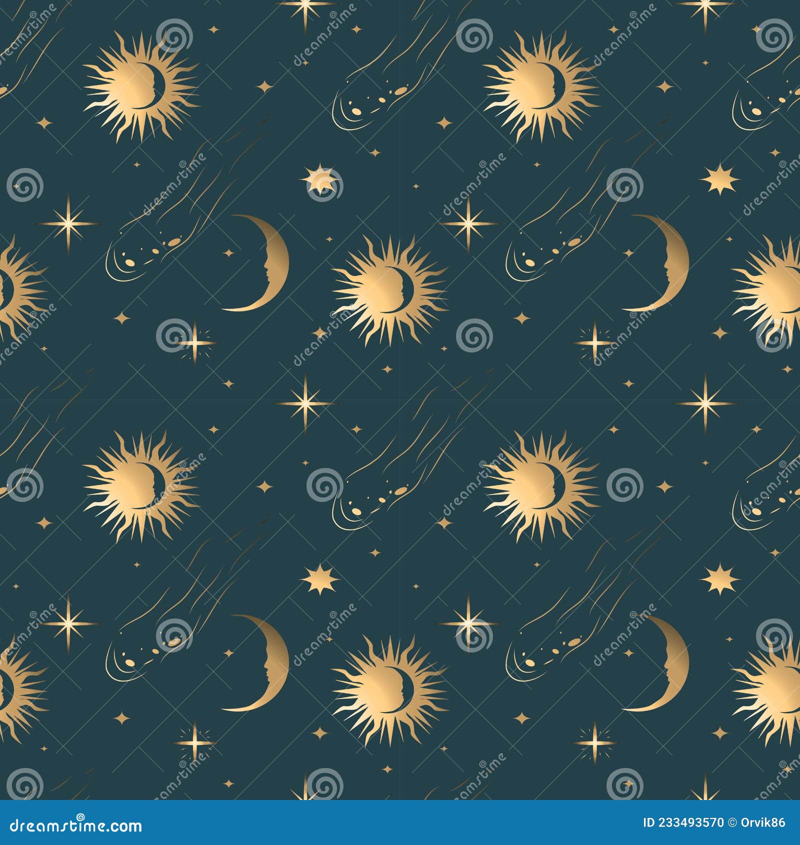 Seamless Celestial Pattern on the Theme of Space, Astrology, Pattern ...
