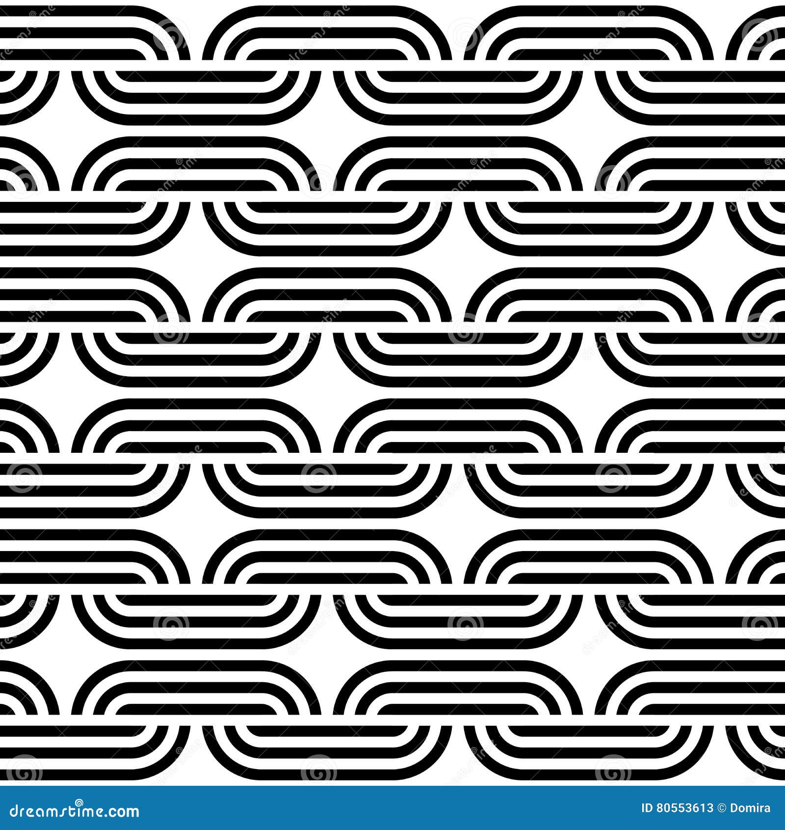 Seamless Chain Pattern of Rounded Shapes Forming Square Area. Vector ...