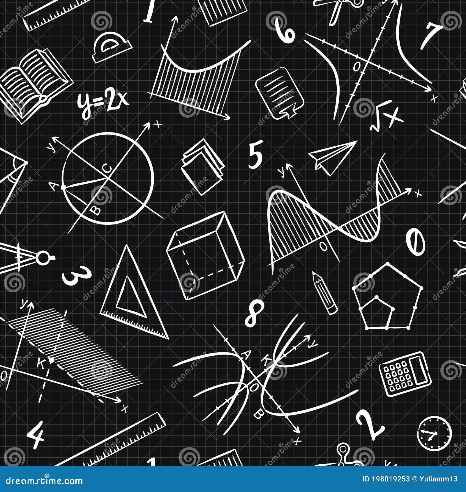 Seamless With Algebra Symbols For Background Cartoon Vector ...