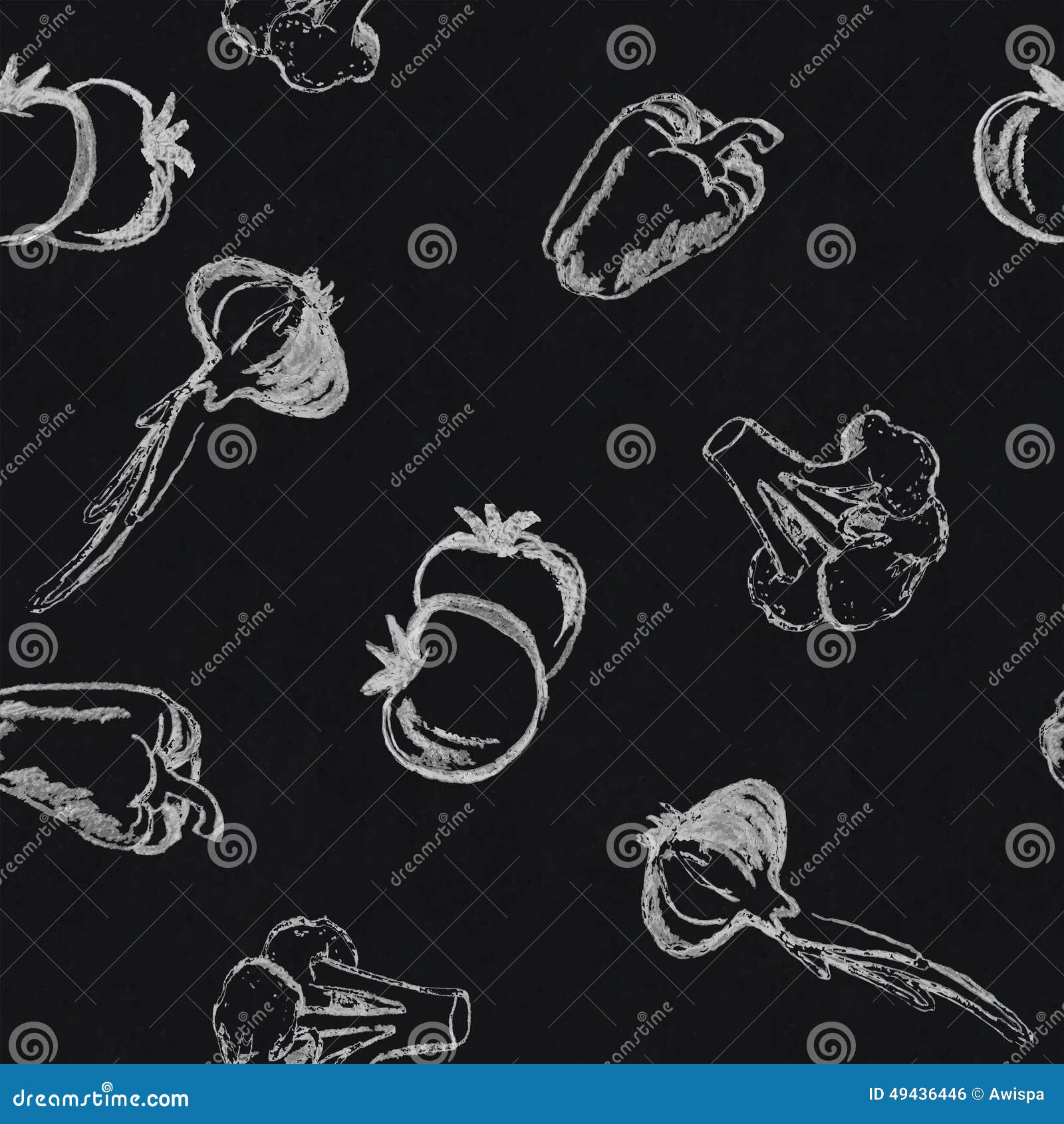 Seamless Chalk Vegetables Pattern Stock Vector - Illustration of ...