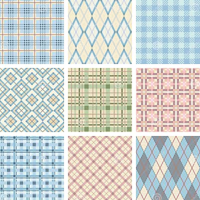 Seamless Check Pattern Set stock vector. Illustration of clothing ...