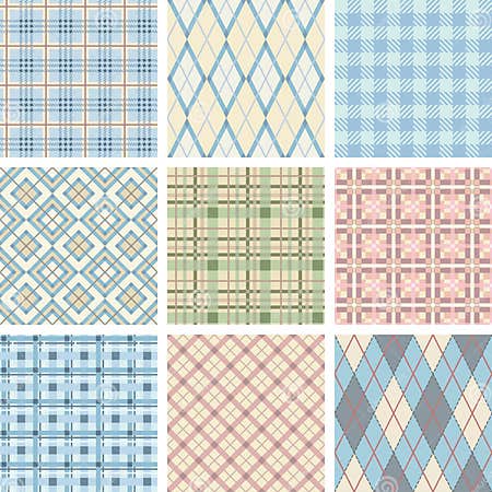 Seamless Check Pattern Set stock vector. Illustration of clothing ...