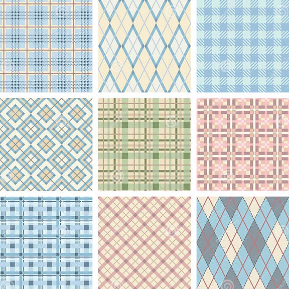 Seamless Check Pattern Set stock vector. Illustration of clothing ...