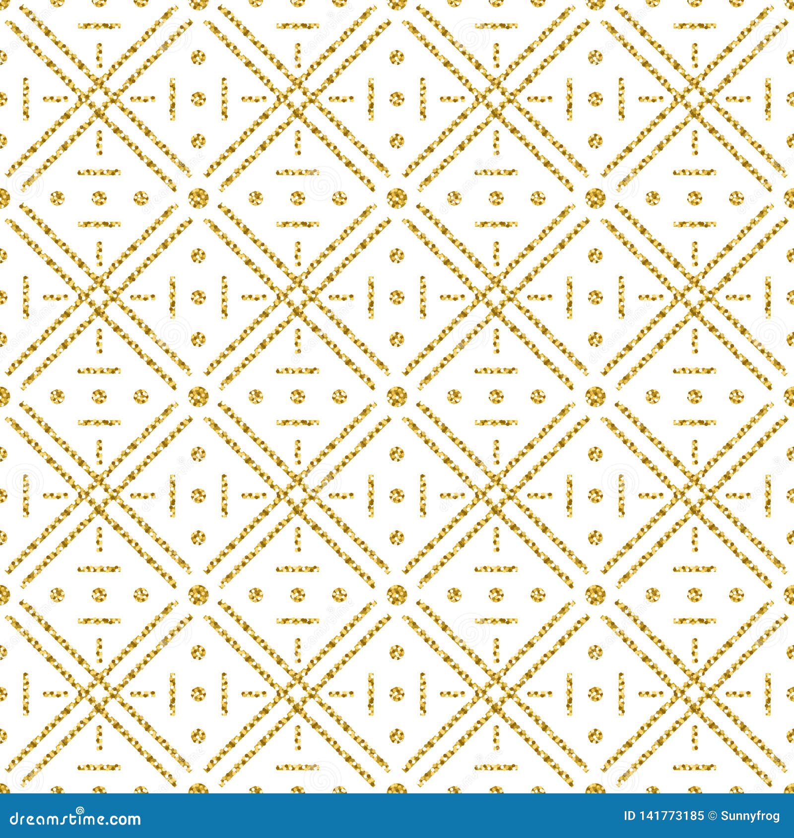 Seamless Checked Pattern with Golden Glittering Line. Gold Checkered ...