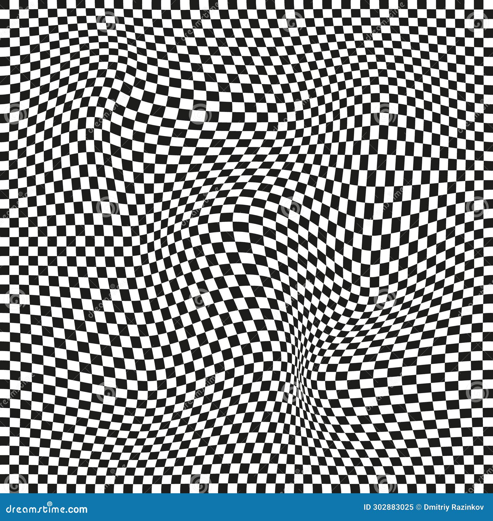 Seamless Checkered Pattern. Distorted Optical Illusion Banner. Op Art ...