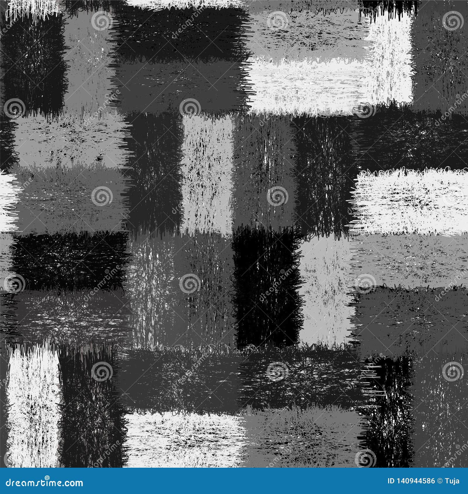 Seamless Checkered Pattern with Grunge Striped Rectangular Elements in ...