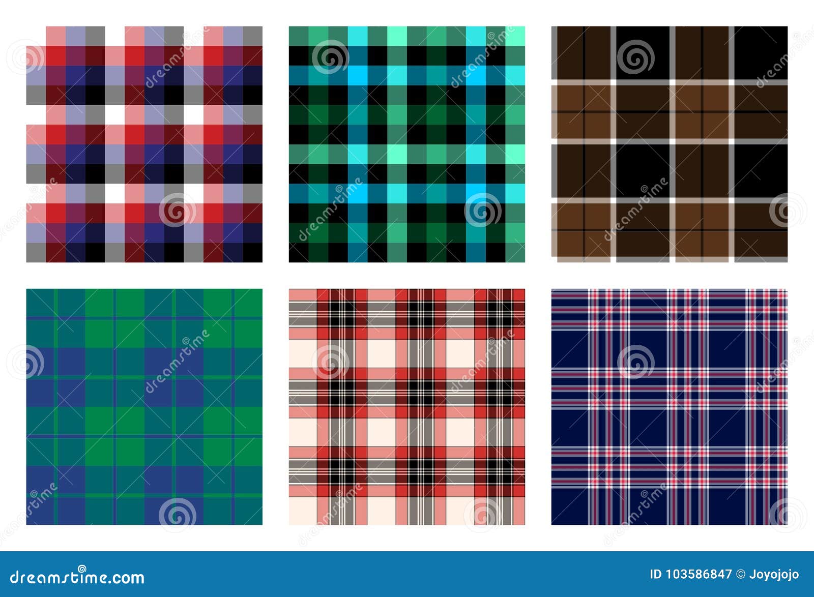Seamless Checkered Plaid Pattern Bundle 5 Stock Vector - Illustration ...