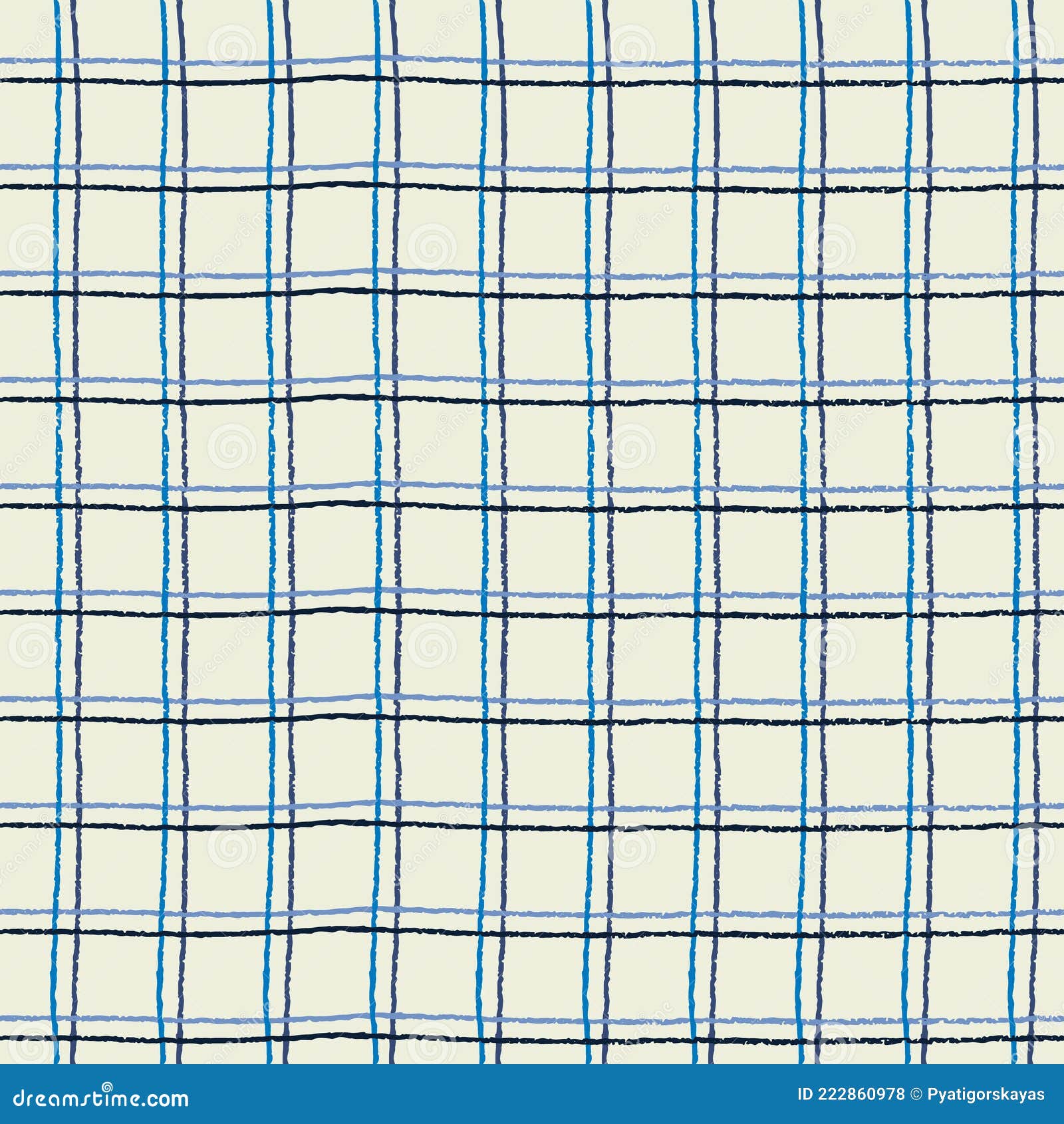 Seamless Pattern with Double Hand Drawn Grid on Light-colored ...