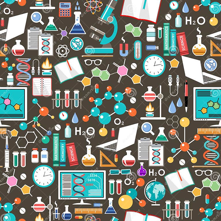 Seamless Chemical and Scientific Pattern. Stock Vector - Illustration ...