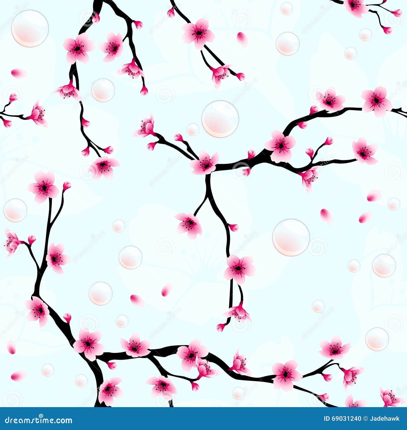 Seamless Cherry Blossom Background Stock Vector - Illustration of ...