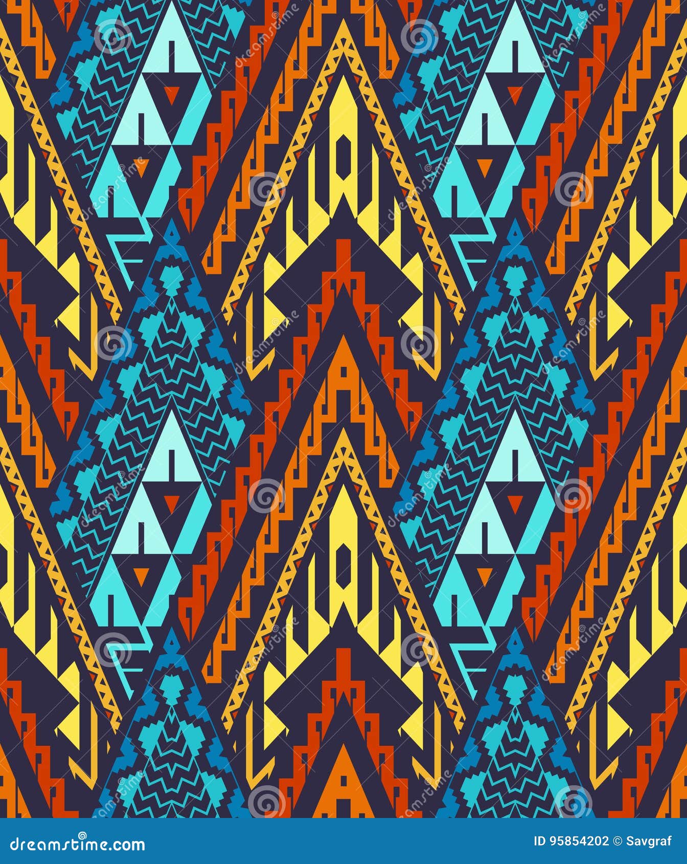 Seamless Chevron Pattern with Triangles Stock Vector - Illustration of ...