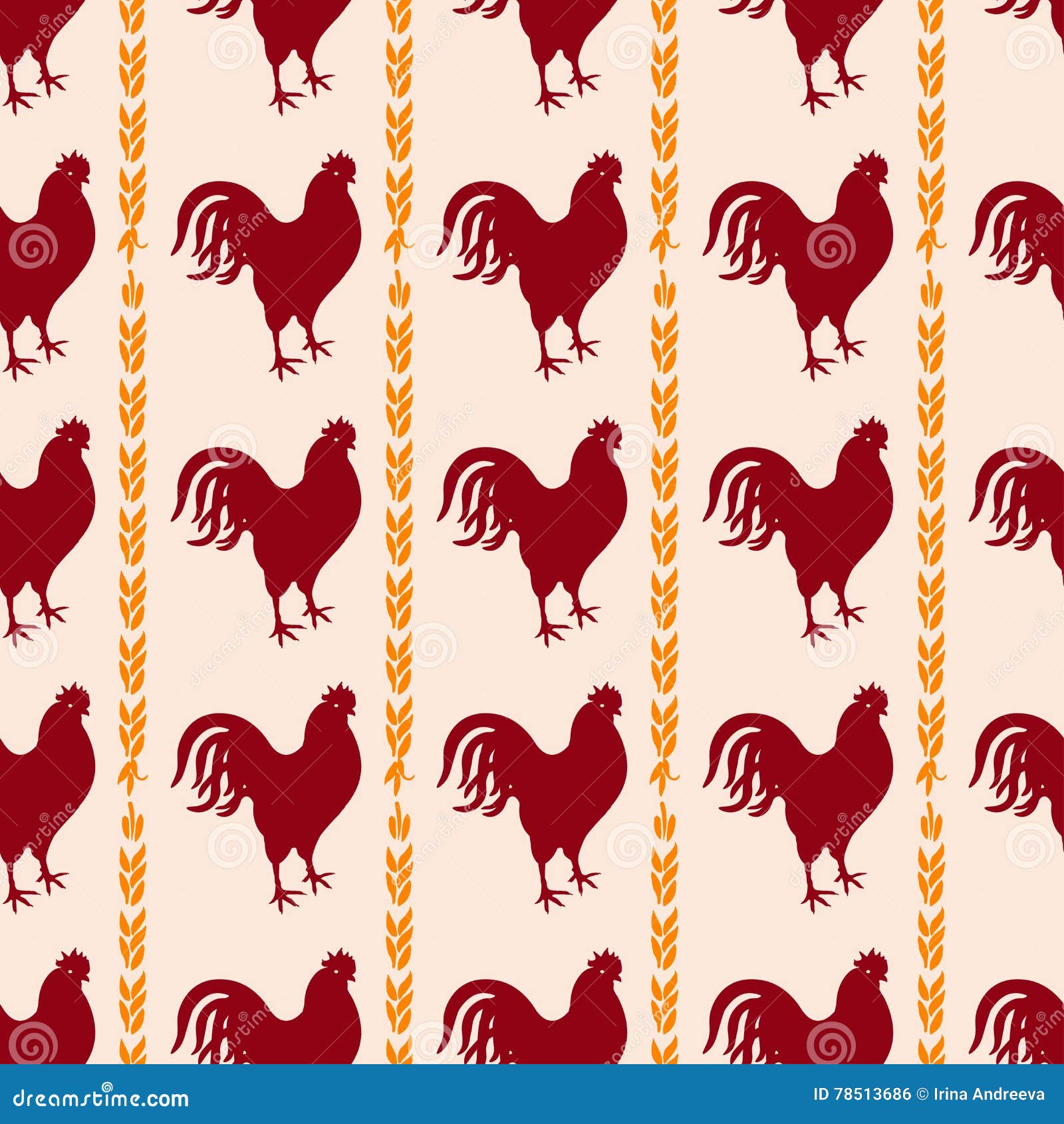 Seamless Chicken Background . Rooster Vector Pattern. Stock Vector ...