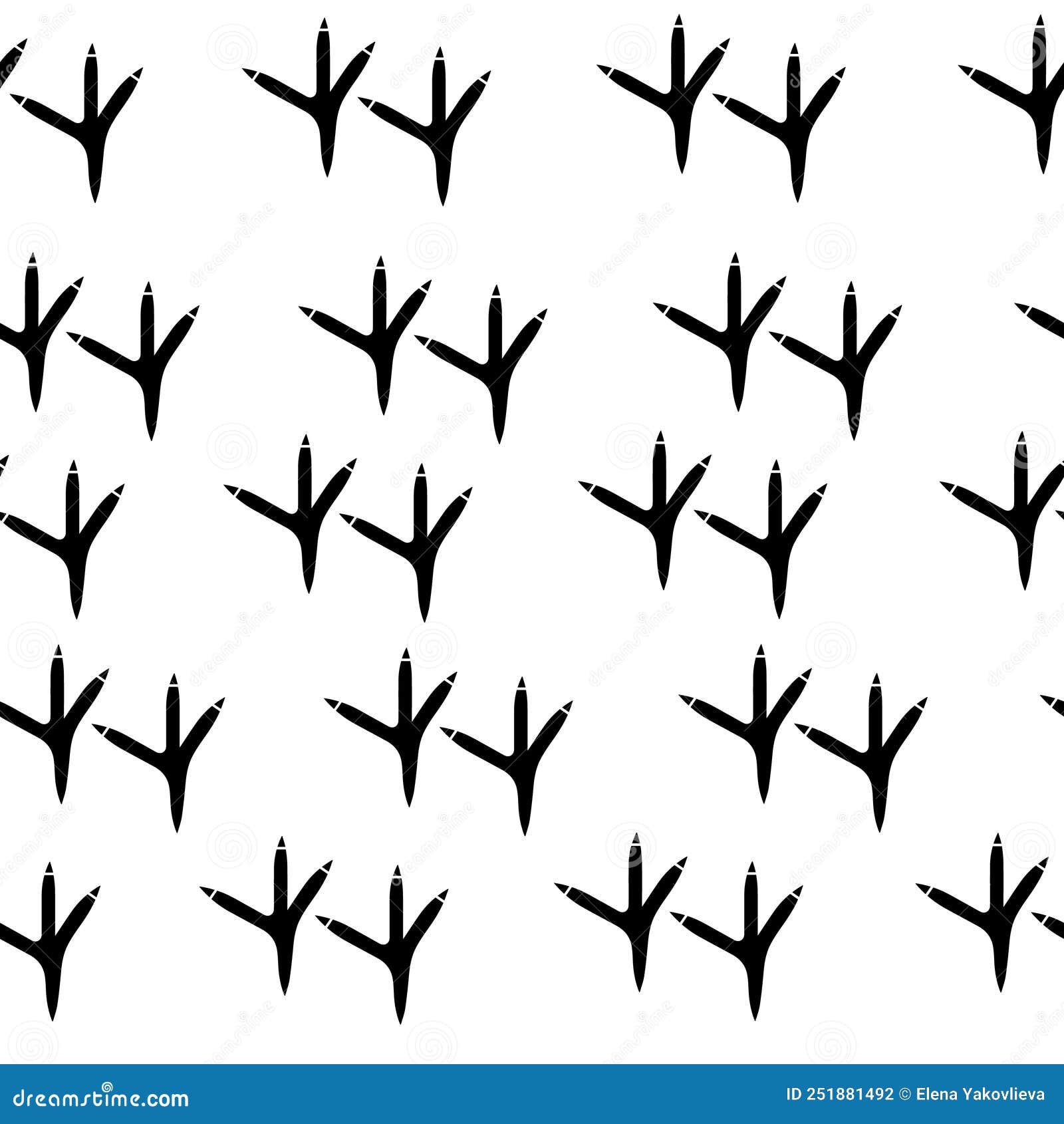 Seamless Chicken Paw Silhouette Pattern Stock Vector - Illustration of ...