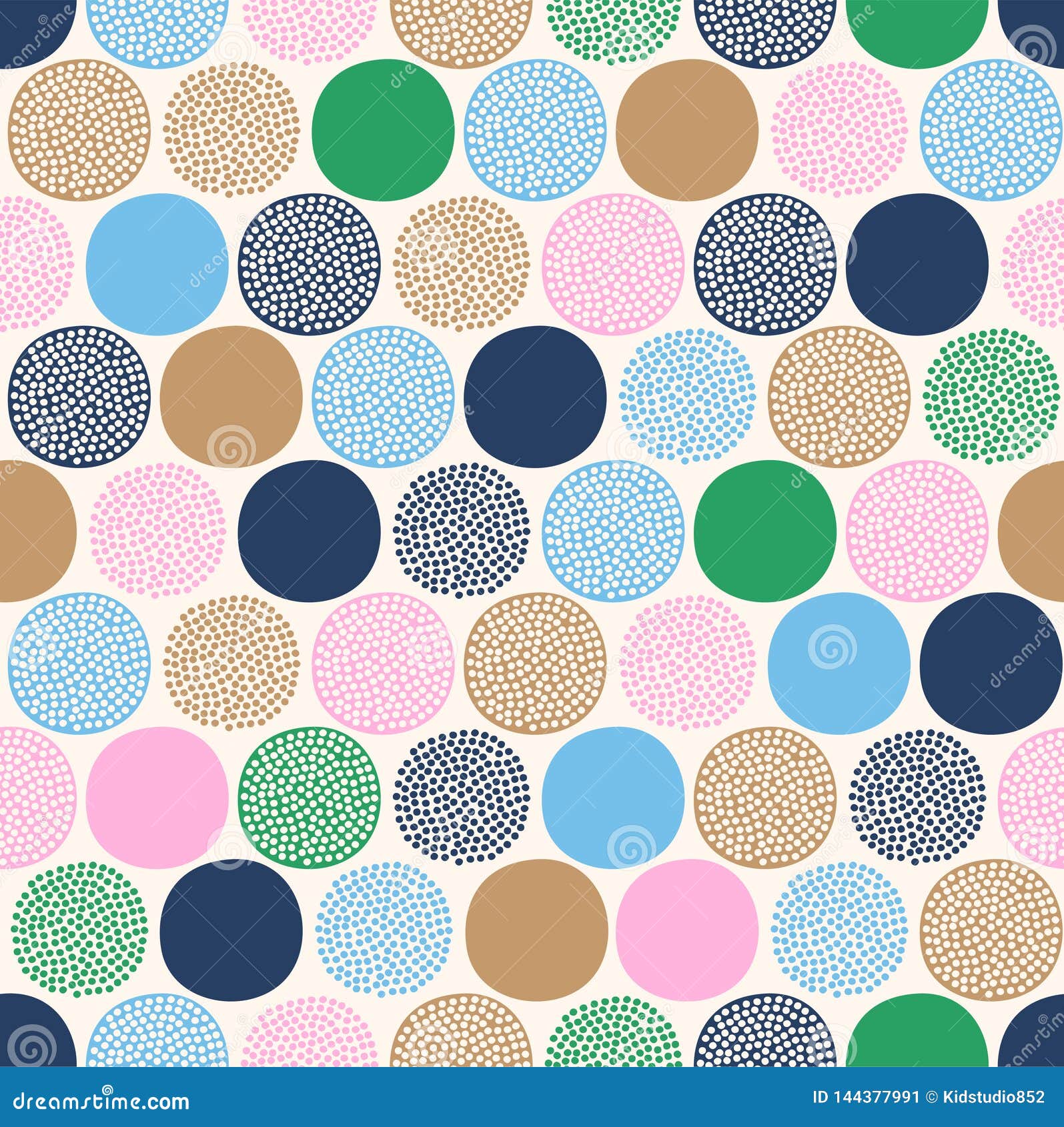 Seamless Childish Abstract Colorful Dots Pattern on White Background ...