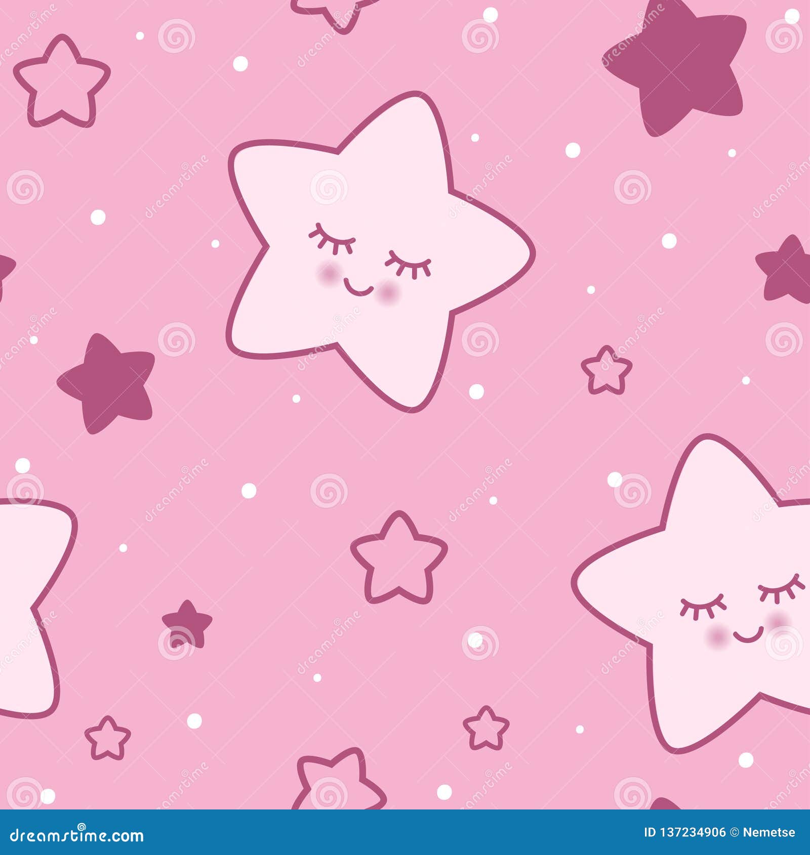 Seamless Childish Pink Star Background Stock Vector - Illustration of ...