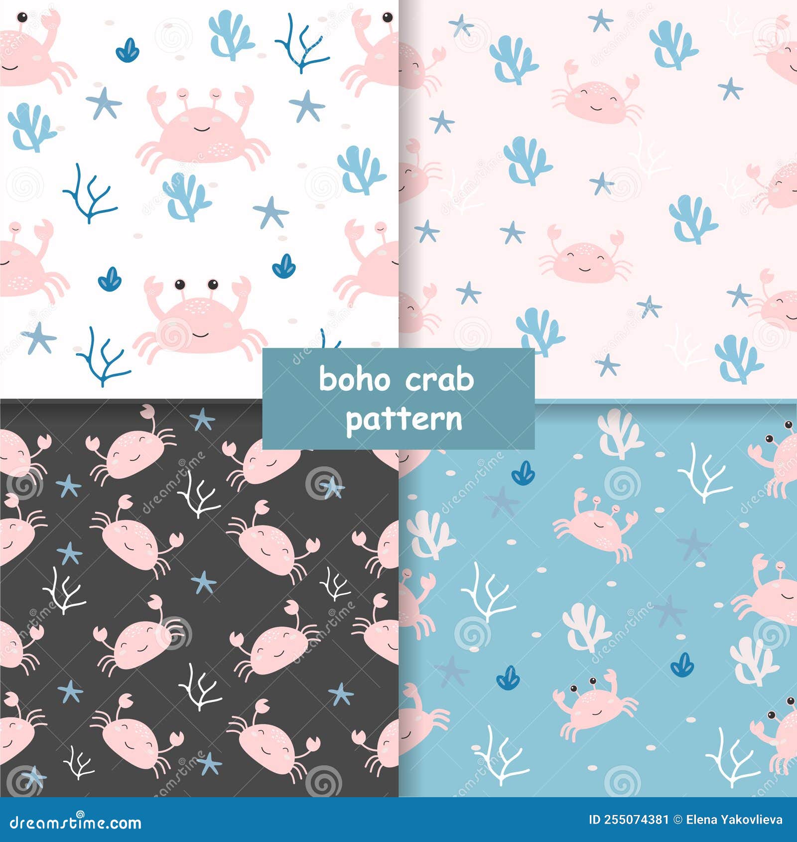 Seamless Children S Sea Crab Pattern. Vector Illustration Stock Vector ...