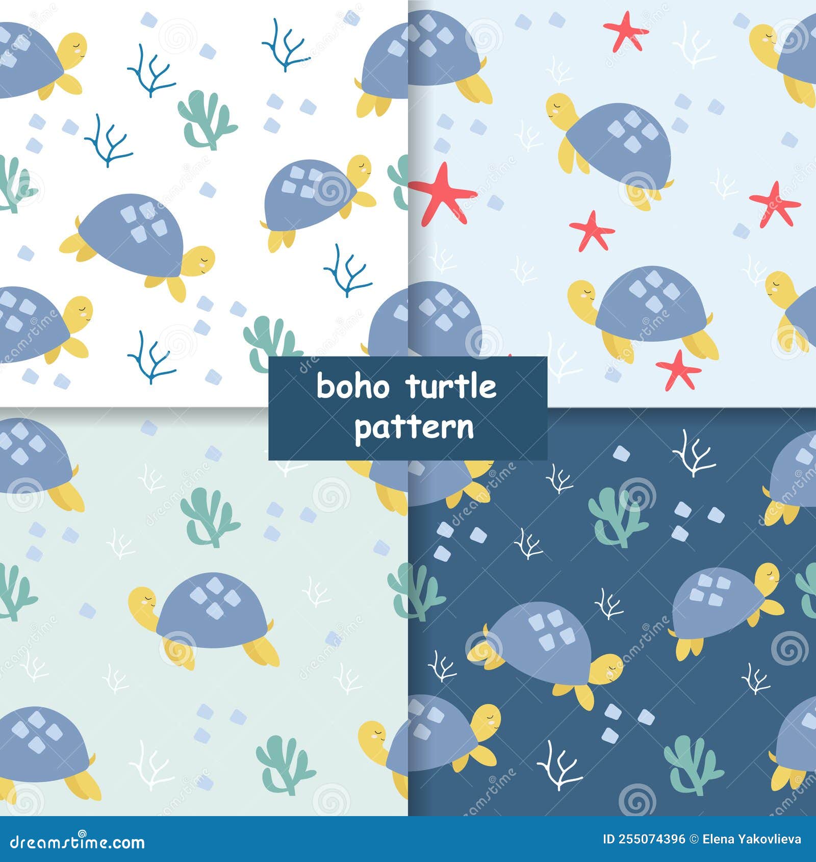 Seamless Children S Sea Turtle Pattern. Vector Illustration Stock ...