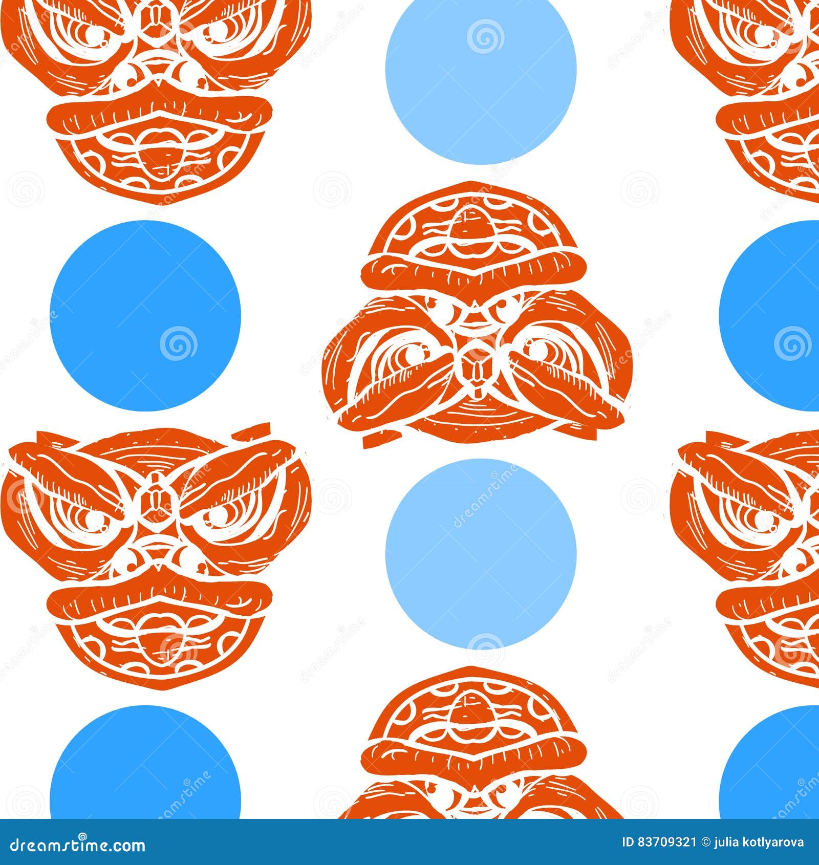Seamless China Pattern with Blue Circle Stock Vector - Illustration of ...