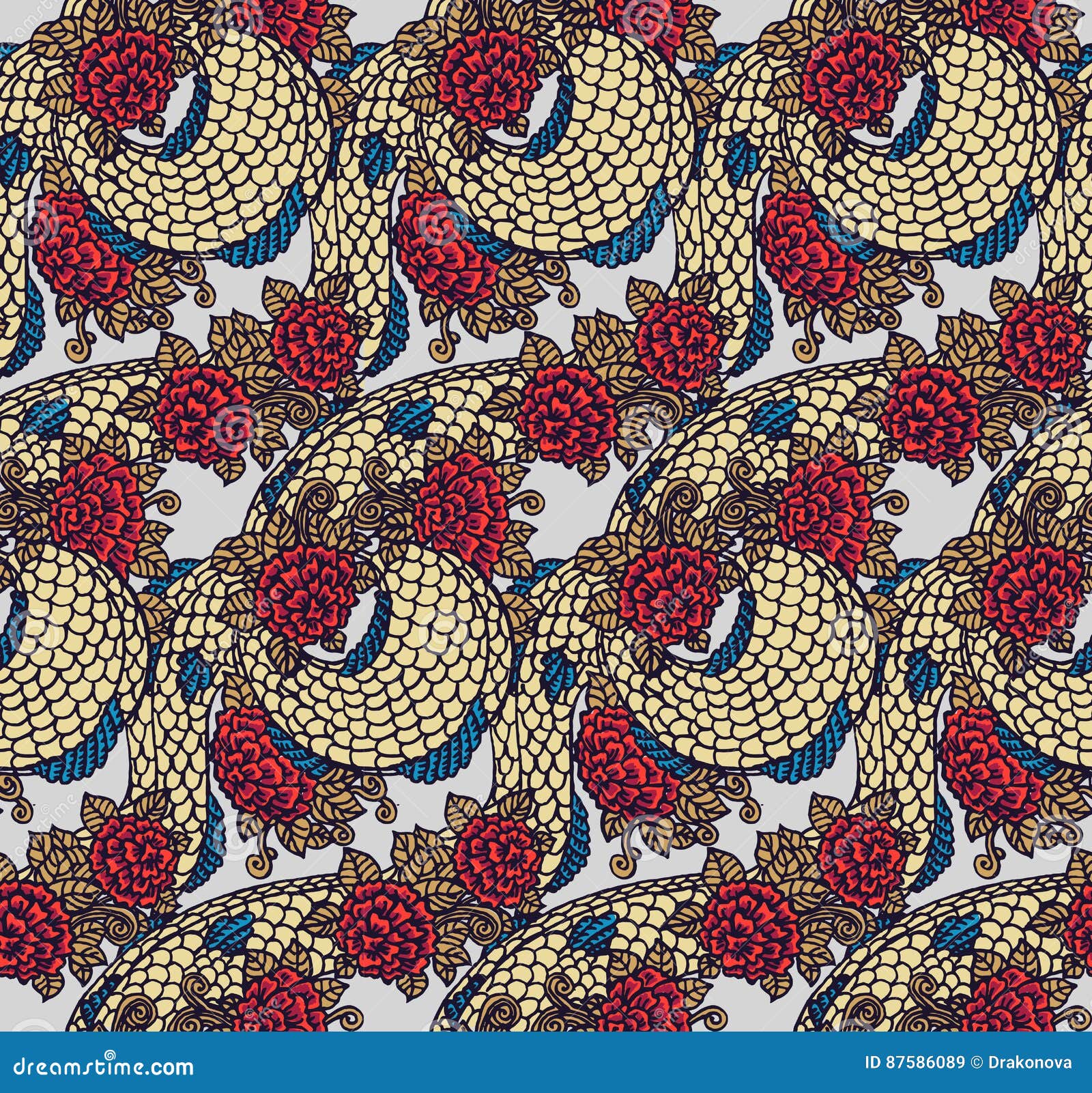 Seamless Chinese Dragon Texture Stock Vector - Illustration of flowers ...