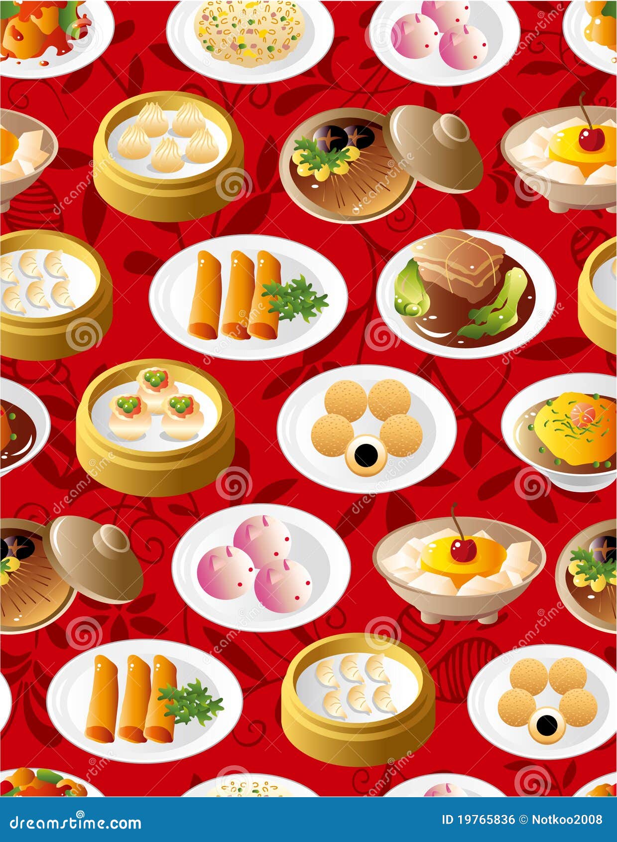 Seamless Chinese Food Pattern Stock Vector - Illustration of menu, cook ...