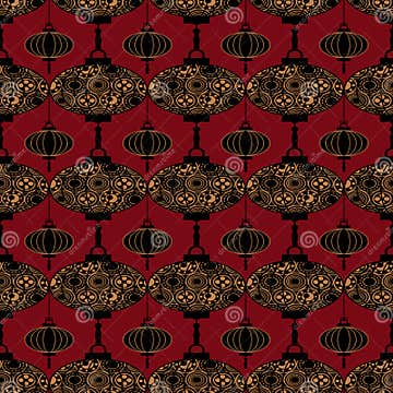 Seamless Chinese Lantern Pattern Stock Vector - Illustration of ...