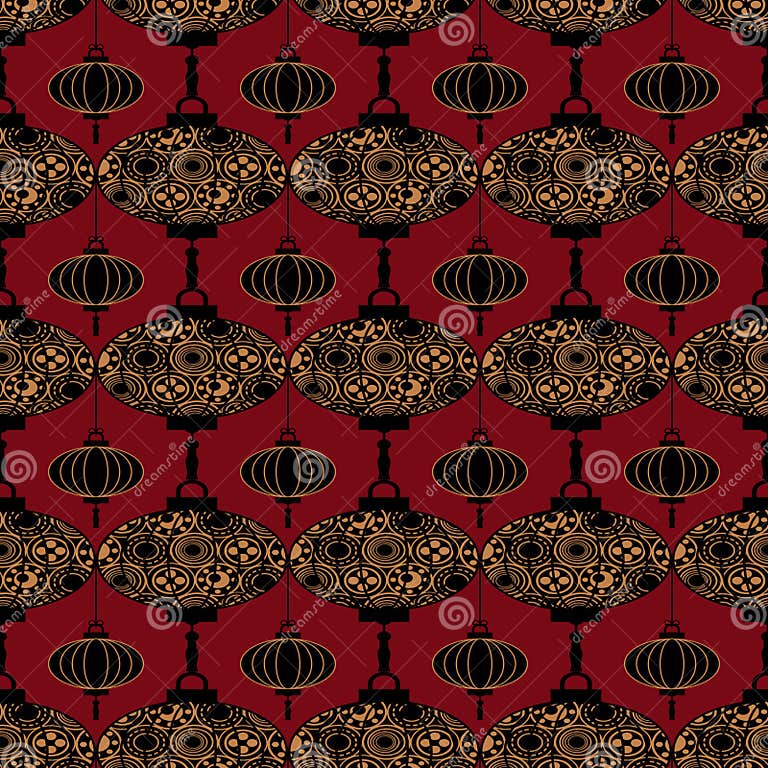 Seamless Chinese Lantern Pattern Stock Vector - Illustration of ...