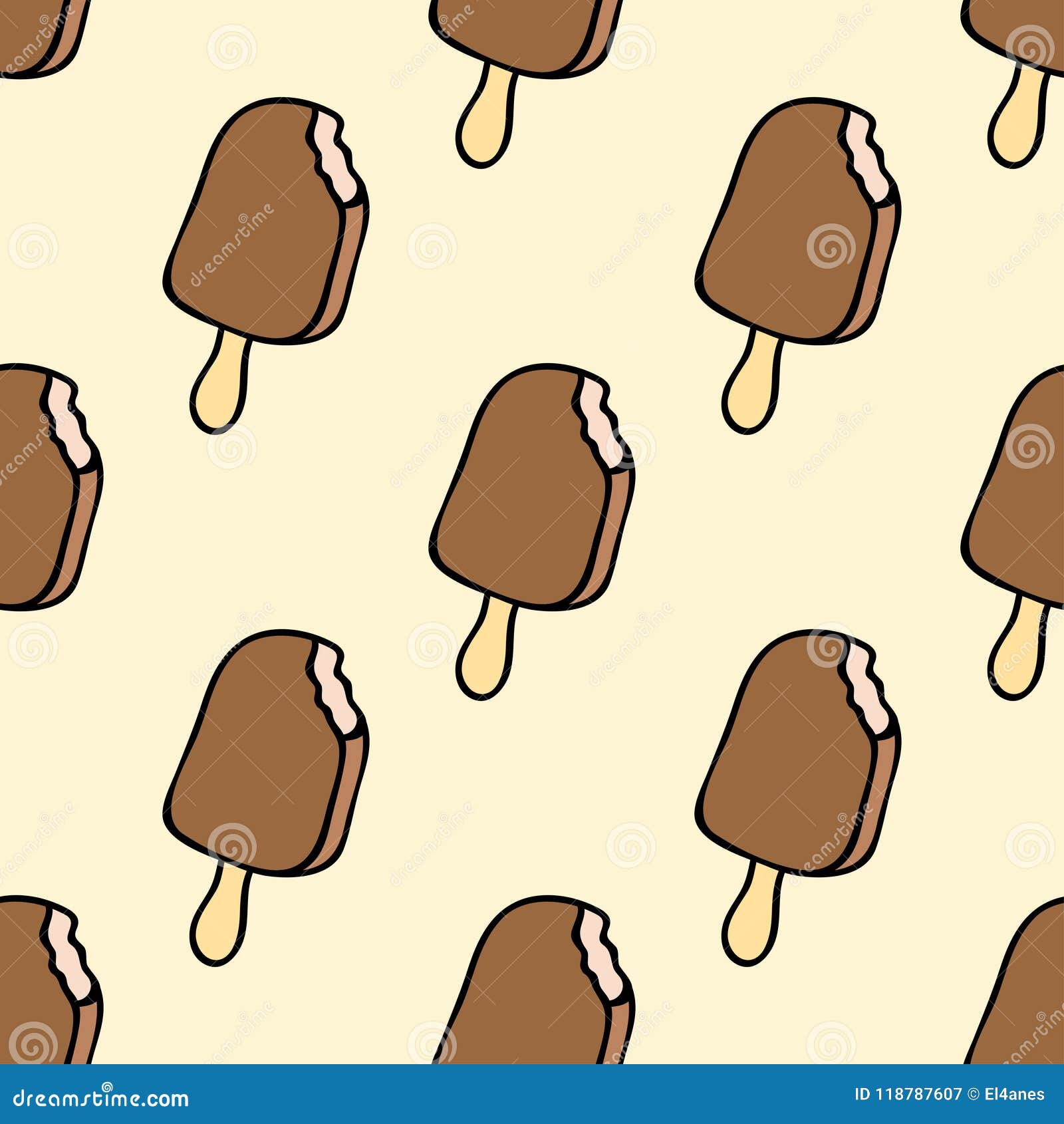 Seamless Chocolate Ice Cream Pattern Stock Vector - Illustration of ...