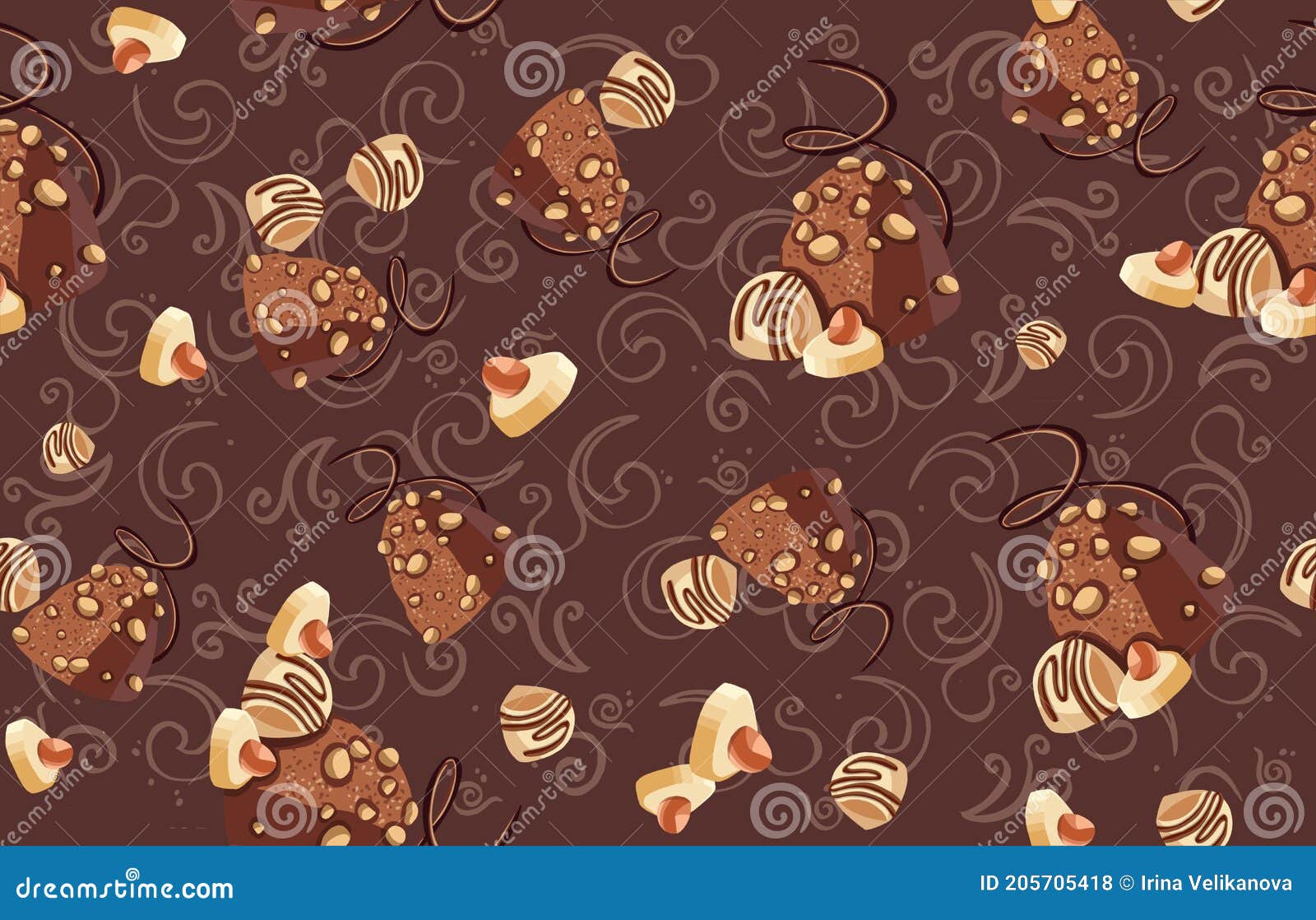 Seamless Chocolate Pattern with Sweets, Pattern, Fabric, Textile Stock ...