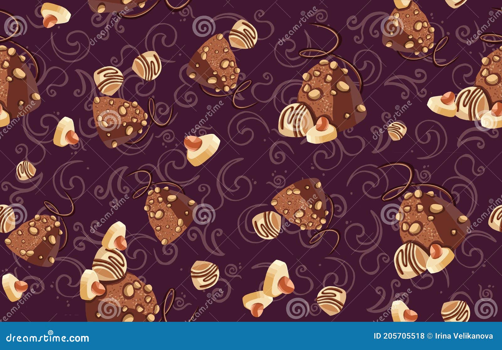 Seamless Chocolate Pattern with Sweets, Pattern, Fabric, Textile Stock ...