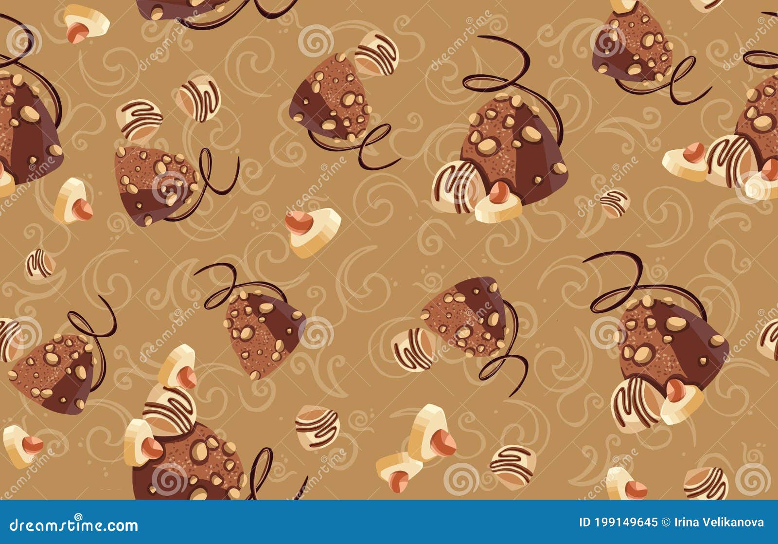 Seamless Chocolate Pattern with Sweets, Pattern Stock Illustration ...