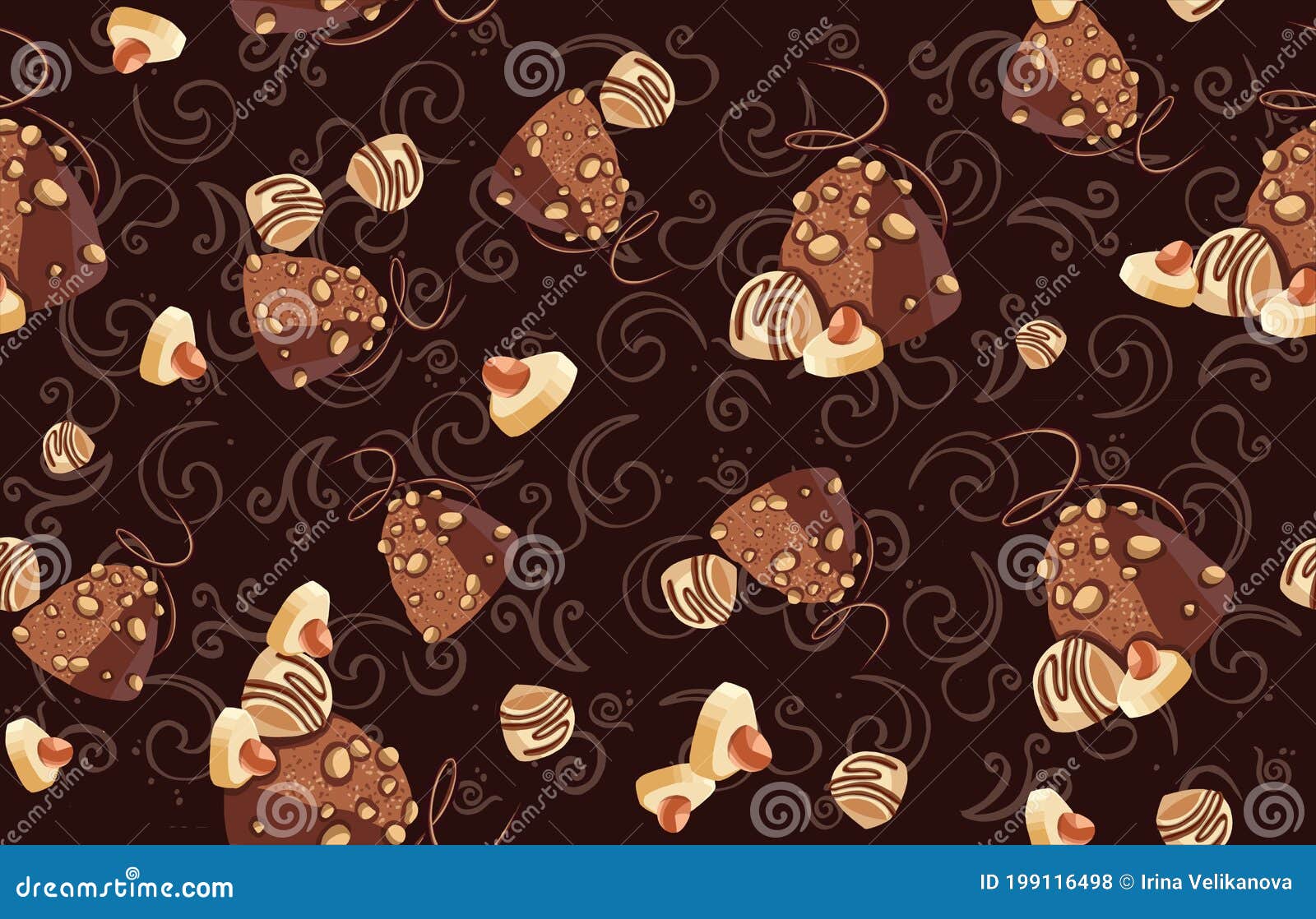 Seamless Chocolate Pattern with Sweets, Pattern Stock Illustration ...