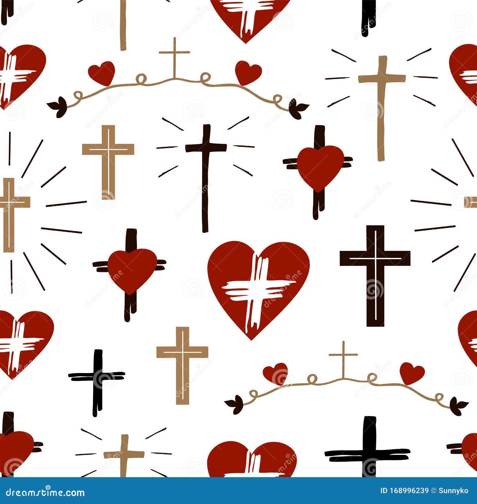 Seamless Christian Colorful Pattern With Crosses And Hearts. Stock ... Seamless Christian Colorful Pattern With Crosses And Hearts. Stock ...